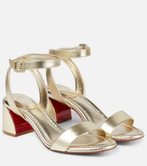 CHRISTIAN LOUBOUTIN Miss Sabina 55 Metallic Sandals - Silver