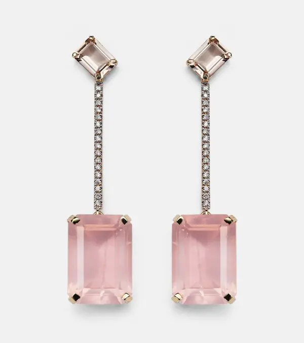 Mateo 14kt Yellow Morganite, Quartz And Diamond Drop Earrings - Gold