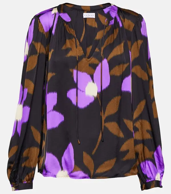 Velvet By Graham & Spencer Isa Printed Satin Top - Multicoloured