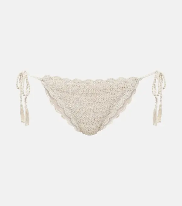 Anna Kosturova Classic Crochet Cotton Bikini Bottoms - Neutrals