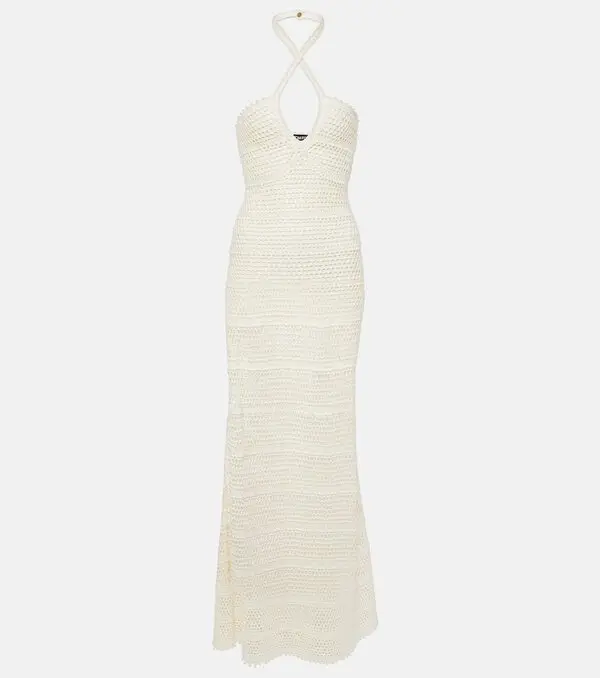 TOM FORD Halterneck Crochet Maxi Dress - White