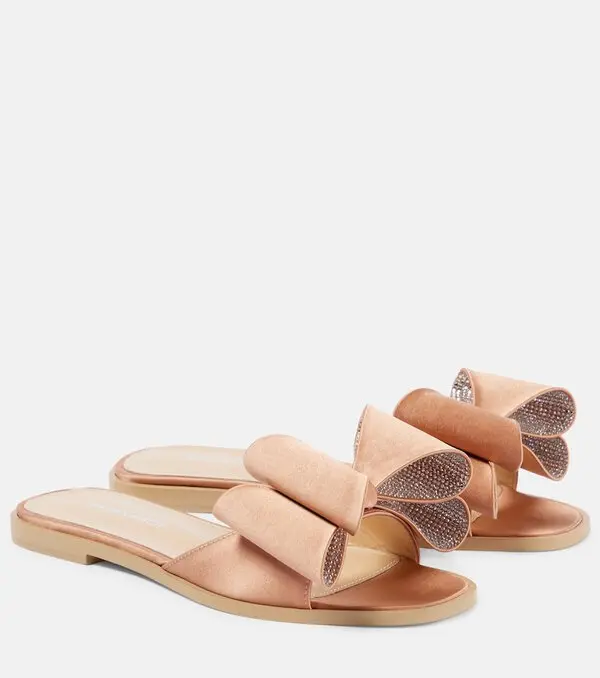 Mach & Mach Double Bow Satin Slides - Neutrals