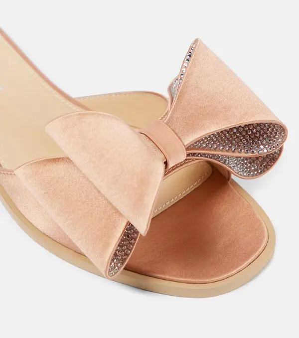 Mach & Mach Double Bow Satin Slides - Neutrals