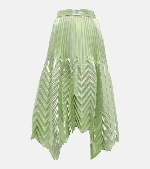 Simkhai Pleated Silk-blend Midi Skirt
