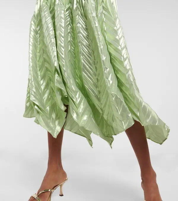 Simkhai Pleated Silk-blend Midi Skirt