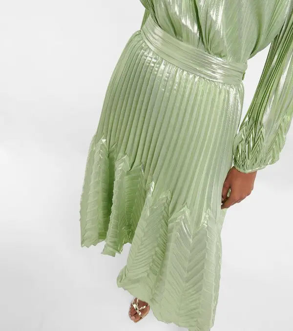 Simkhai Pleated Silk-blend Midi Skirt