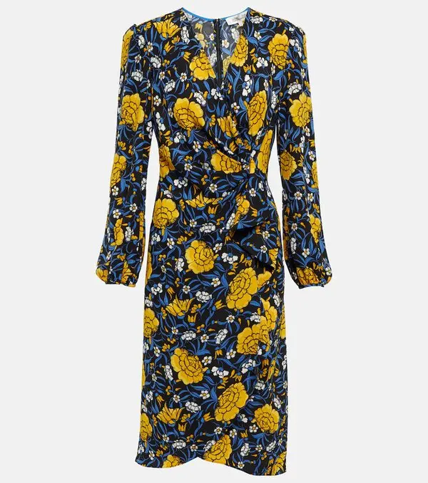 Diane Von Furstenberg Floral Midi Dress - Blue
