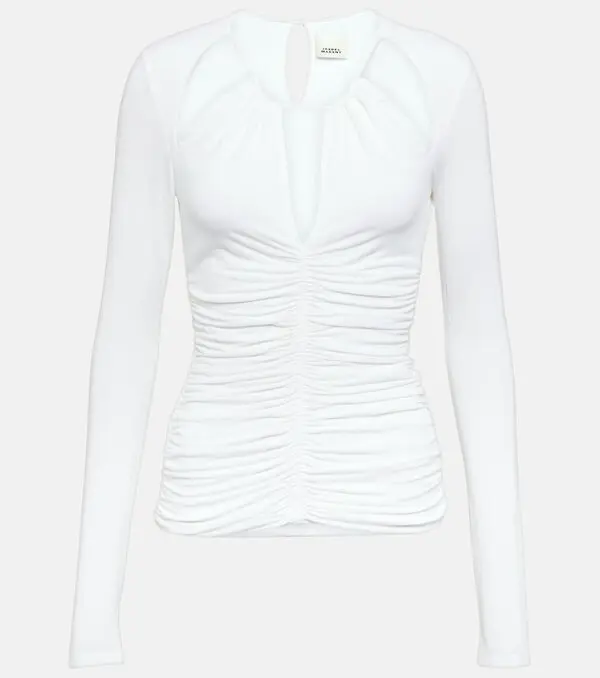 Isabel Marant Étoile Levona Cut Out Ruched Jersey Top - White