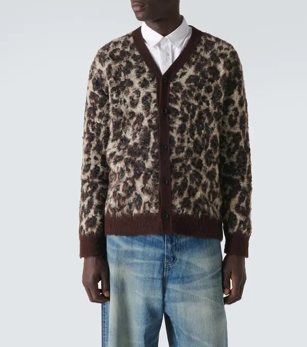 Junya Watanabe Jacquard Leopard-print Cardigan