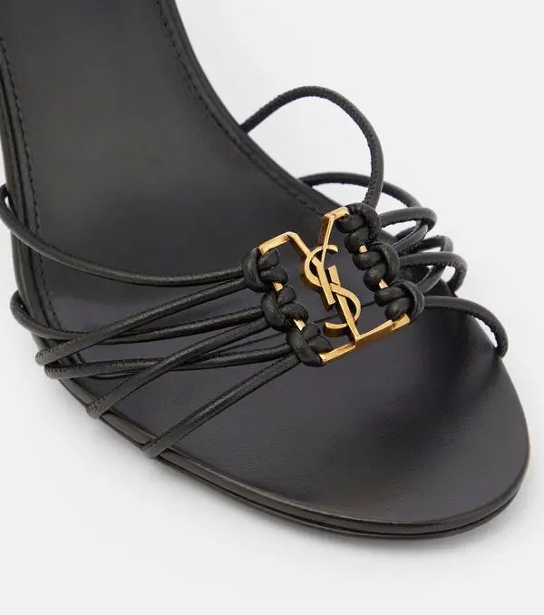 Saint Laurent Babylone Leather Sandals - Black
