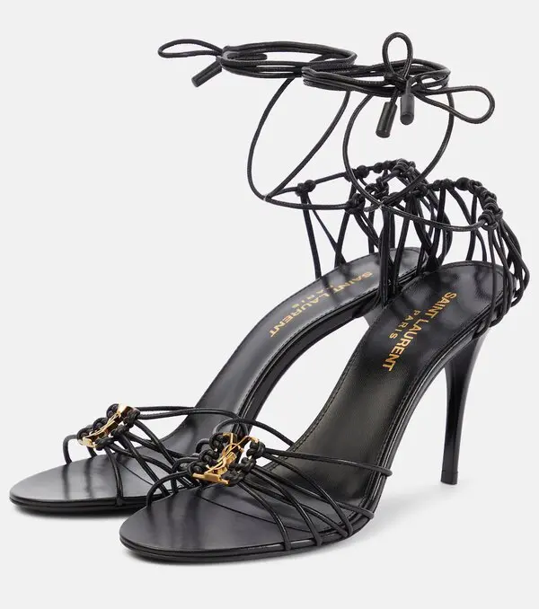 Saint Laurent Babylone Leather Sandals - Black