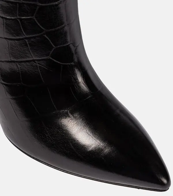 Paris Texas Croc-effect Leather Knee-high Boots - Black