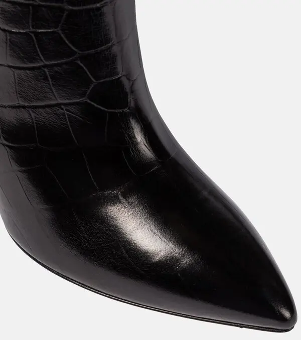 Paris Texas Croc-effect Leather Knee-high Boots - Black