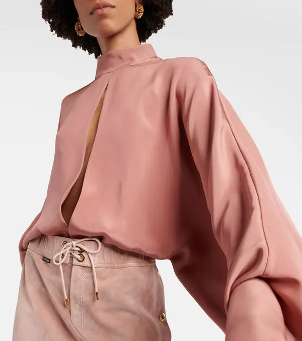 TOM FORD Cutout Silk Crepe Bodysuit