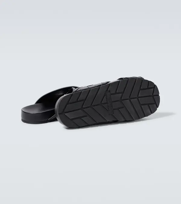 Bottega Veneta Tarik Intrecciato Leather Sandals - Black