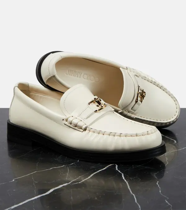JIMMY CHOO Addie Logo Leather Loafers