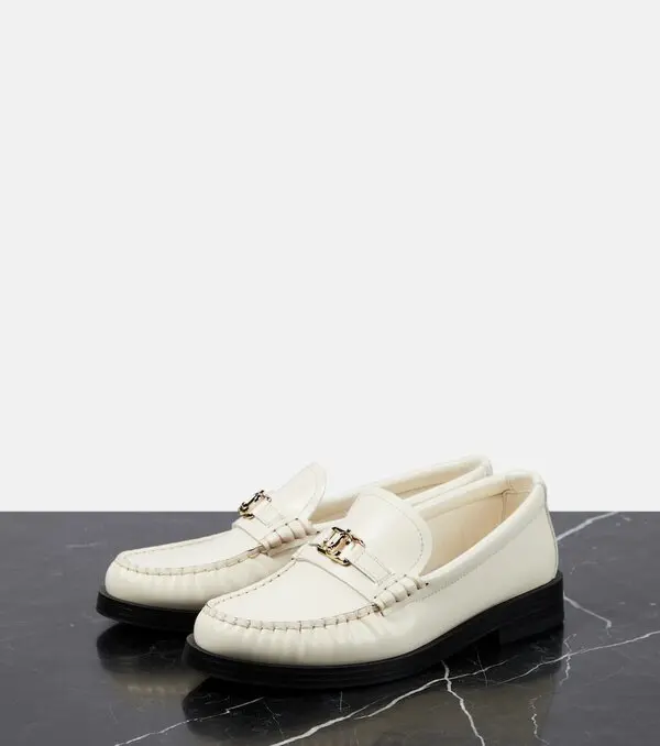JIMMY CHOO Addie Logo Leather Loafers