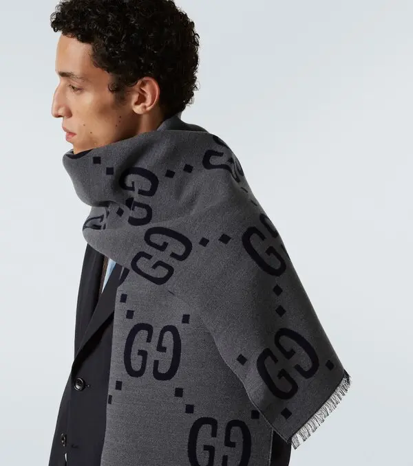 Gucci Gg Jacquard Wool-silk Scarf