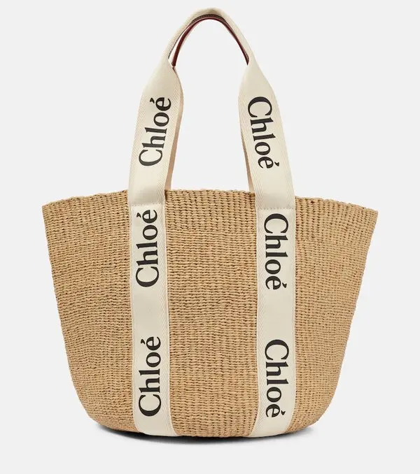 Chloé Woody Large Raffia Tote - Neutrals