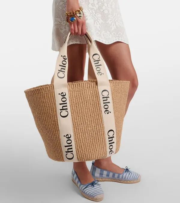 Chloé Woody Large Raffia Tote Bag - Neutrals