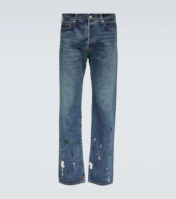 Undercover Beaded Straight Leg Jeans - Blue