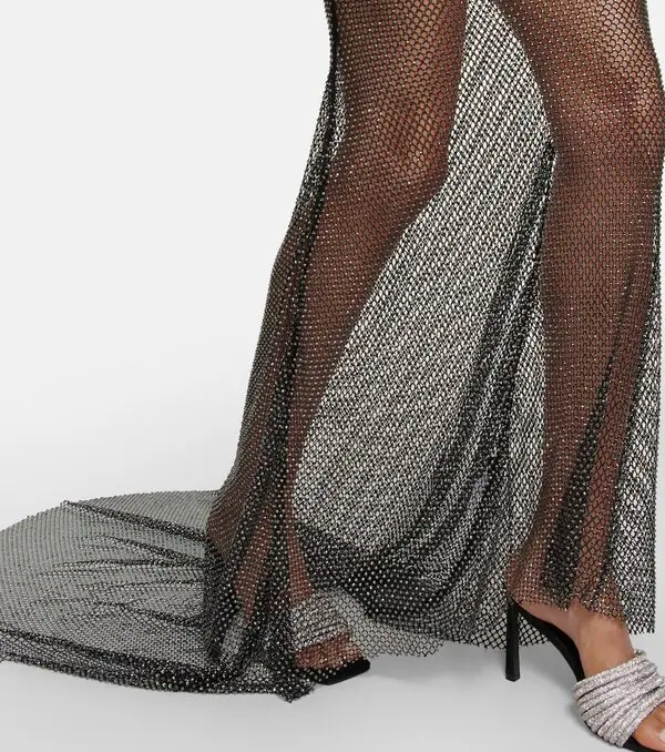 Giuseppe Di Morabito Crystal-embellished Mesh Maxi Skirt - Black