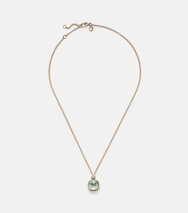 Pomellato Nudo 18kt Rose And White Gold Necklace With Prasiolite And Diamonds - Green