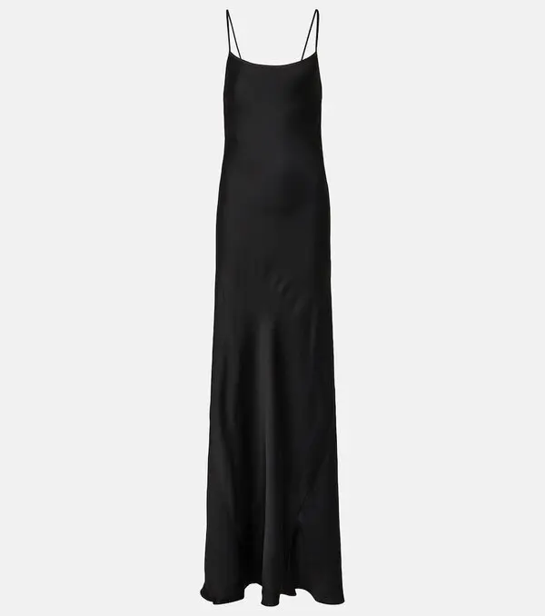 Victoria Beckham Satin Slip Maxi Dress - Black