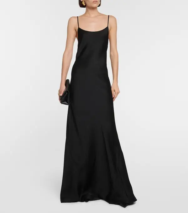 Victoria Beckham Satin Slip Maxi Dress - Black
