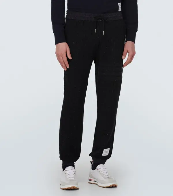 Thom Browne 4-bar Cotton And Silk Sweatpants - Black