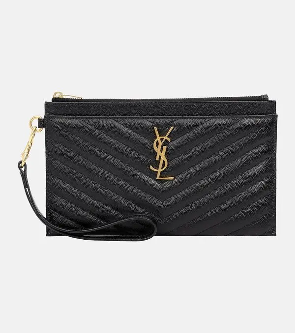 Saint Laurent Monogram Large Leather Pouch - Black