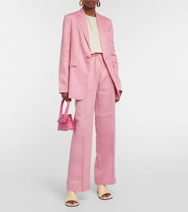Asceno Azores Single-breasted Linen Blazer - Pink