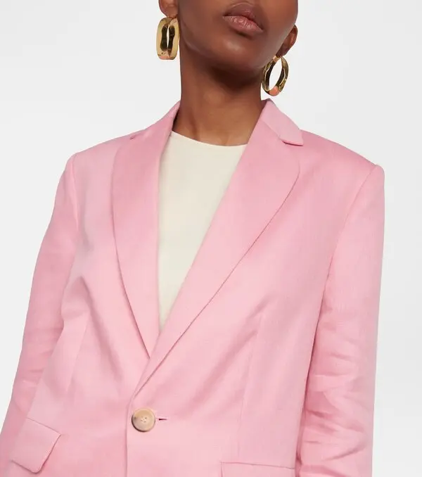 Asceno Azores Single-breasted Linen Blazer - Pink