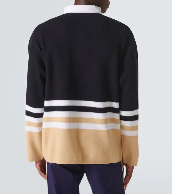 WALES BONNER Cypher Striped Wool Polo Sweater