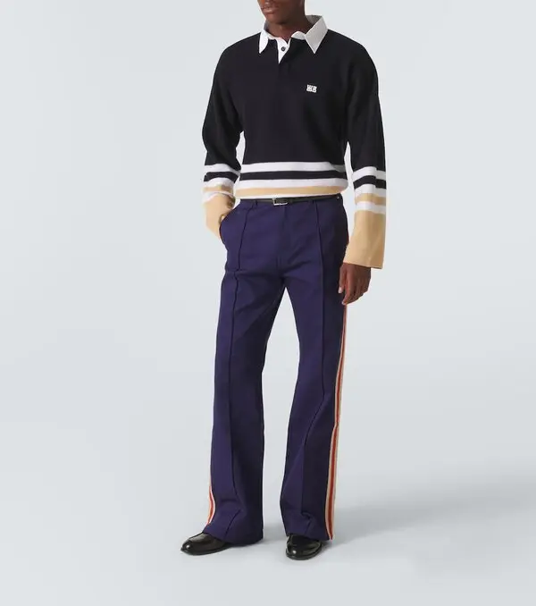 WALES BONNER Cypher Striped Wool Polo Sweater