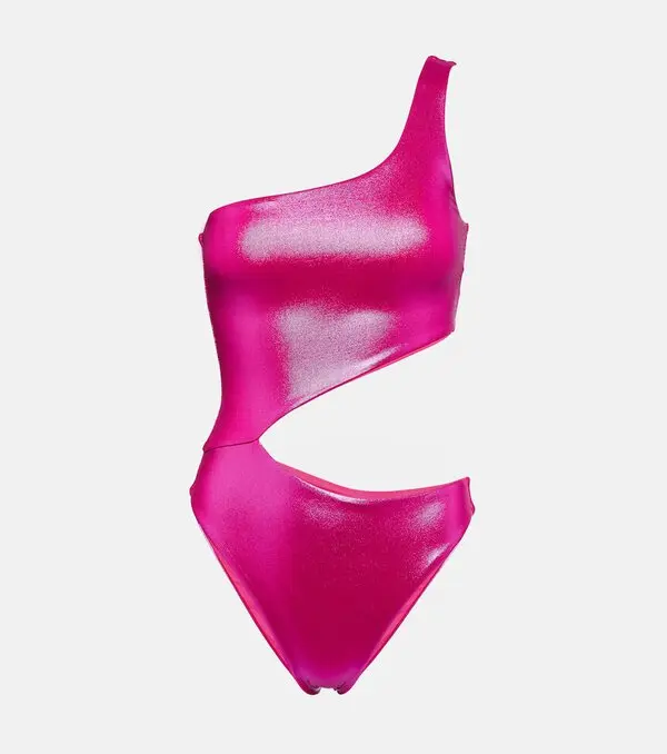 Melissa Odabash Metallic Asymmetric Swimsuit - Pink