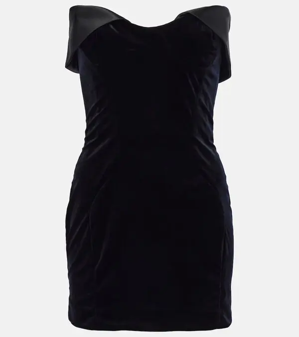 MUGLER Velvet And Silk Trimmed Mini Dress