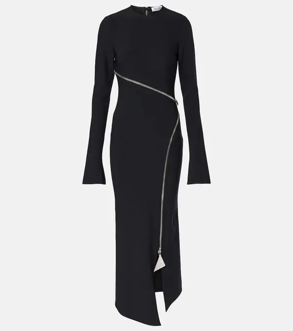 Attico Zip-up Jersey Midi Dress - Black