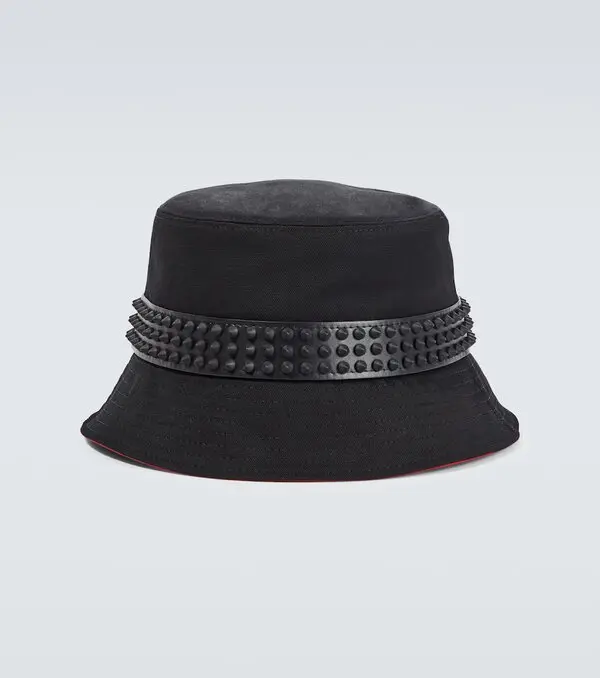 CHRISTIAN LOUBOUTIN Bobino Spikes Canvas Bucket Hat - Black