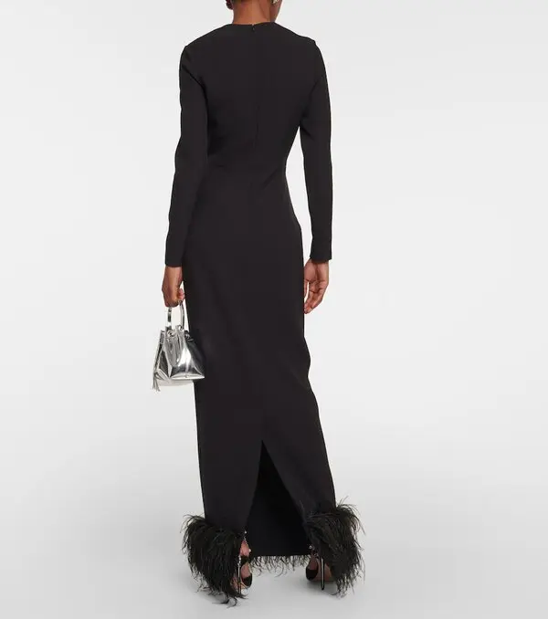 Safiyaa Feather-trimmed Crepe Gown