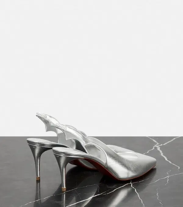 CHRISTIAN LOUBOUTIN Leather Slingback Pumps - Silver