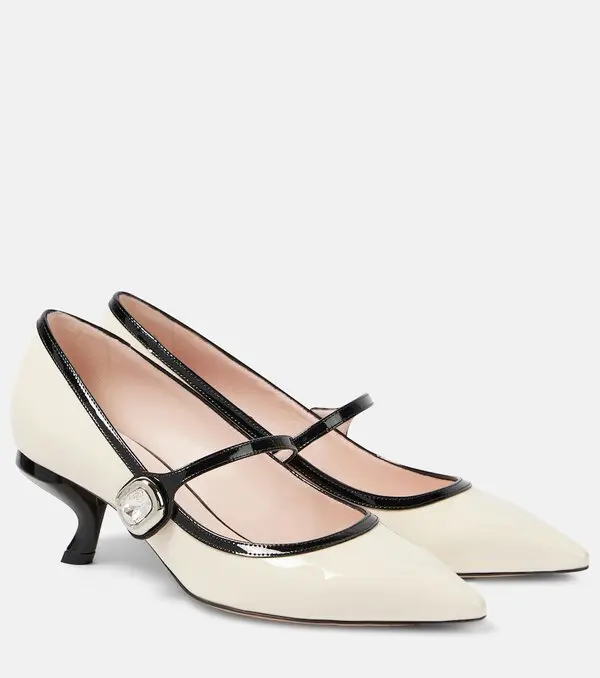 ROGER VIVIER Patent Leather Mary Jane Pumps - White