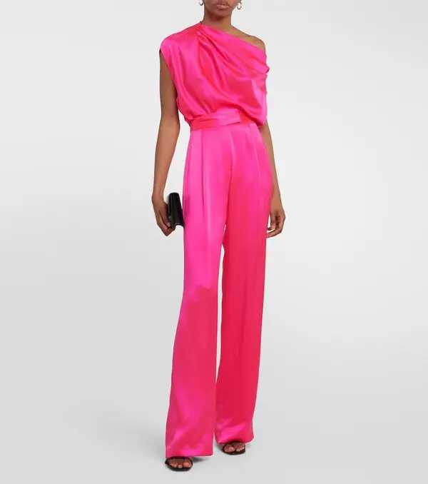 THE SEI High-rise Wide-leg Silk Trousers