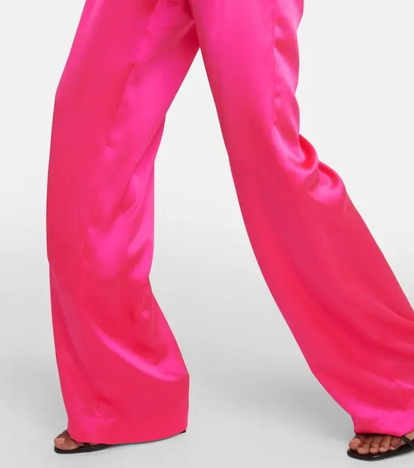 THE SEI High-rise Wide-leg Silk Trousers