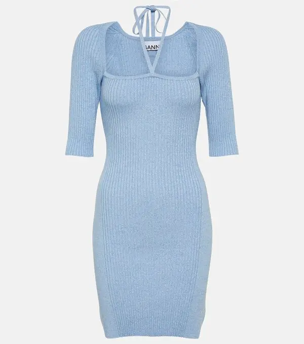 GANNI Ribbed Knit Mini Dress