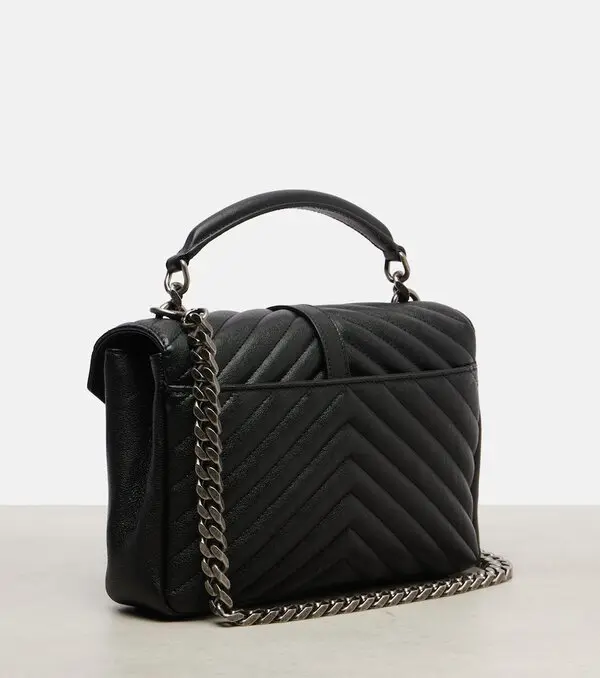 Saint Laurent College Medium Leather Shoulder Bag - Black