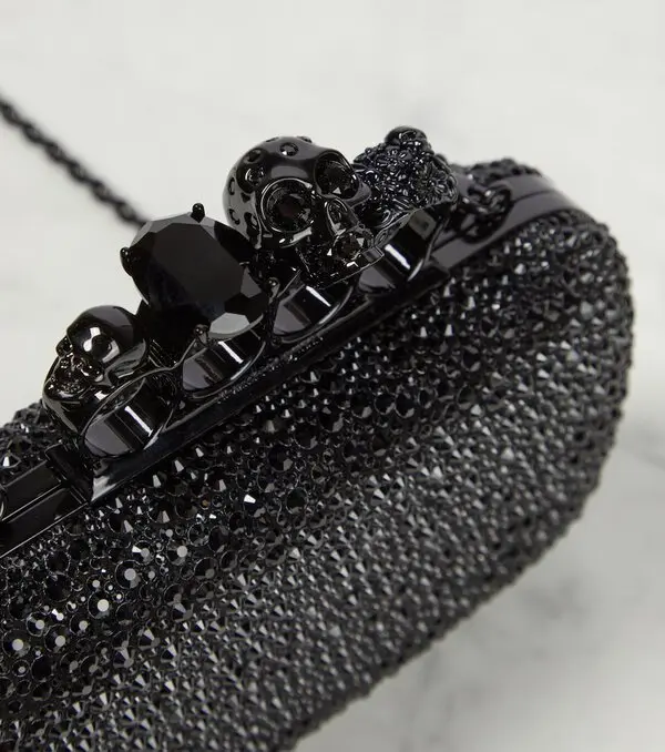Alexander McQueen Knuckle Embellished Leather Clutch