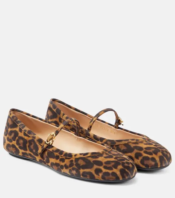 GIANVITO ROSSI Carla Leopard-print Suede Ballet Flats - Multicoloured
