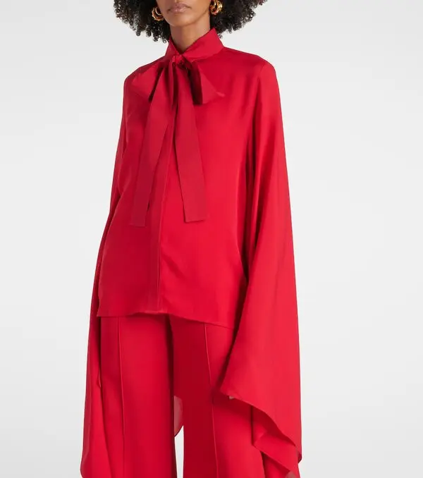 Elie Saab Silk Tie-neck Blouse