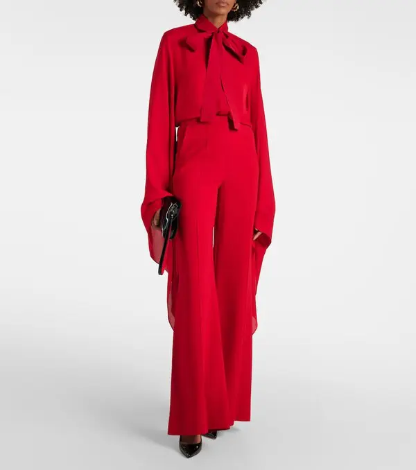 Elie Saab Silk Tie-neck Blouse